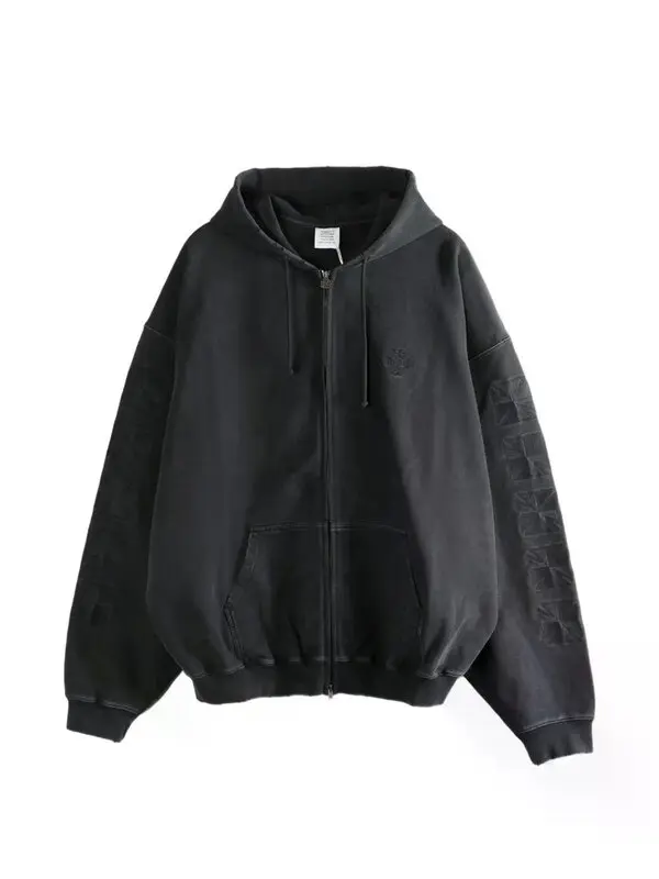 Vetements Hooded Embossed Zip-up Hoodie
