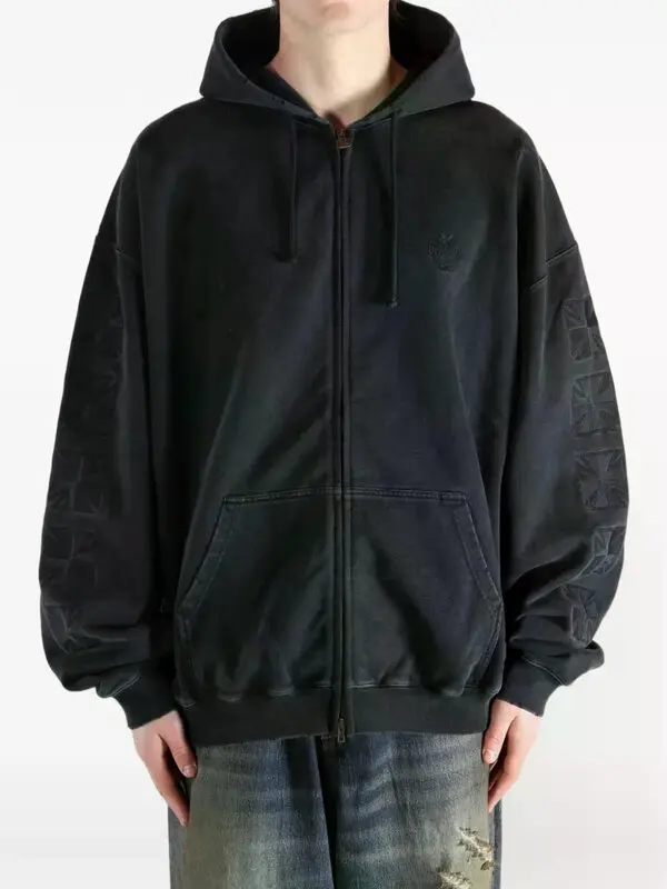 Vetements Hooded Embossed Zip-up Hoodie