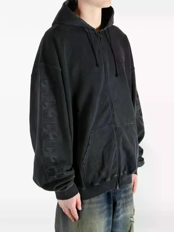 Vetements Hooded Embossed Zip-up Hoodie