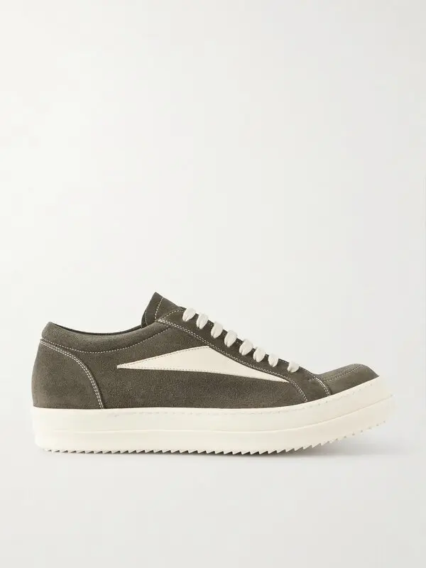 Rick Owens Vintage Full-grain Leather-trimmed Suede Sneakers - Green