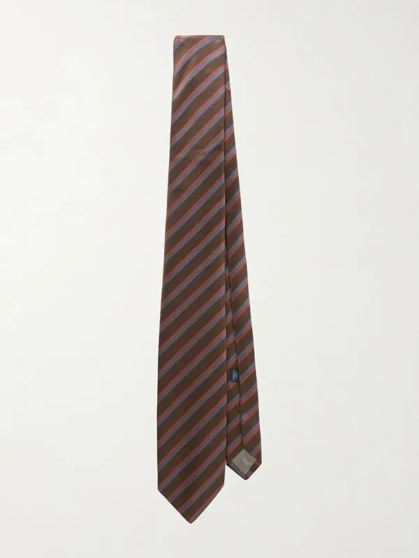 Charvet 8.5cm Striped Silk-jacquard Tie - Brown