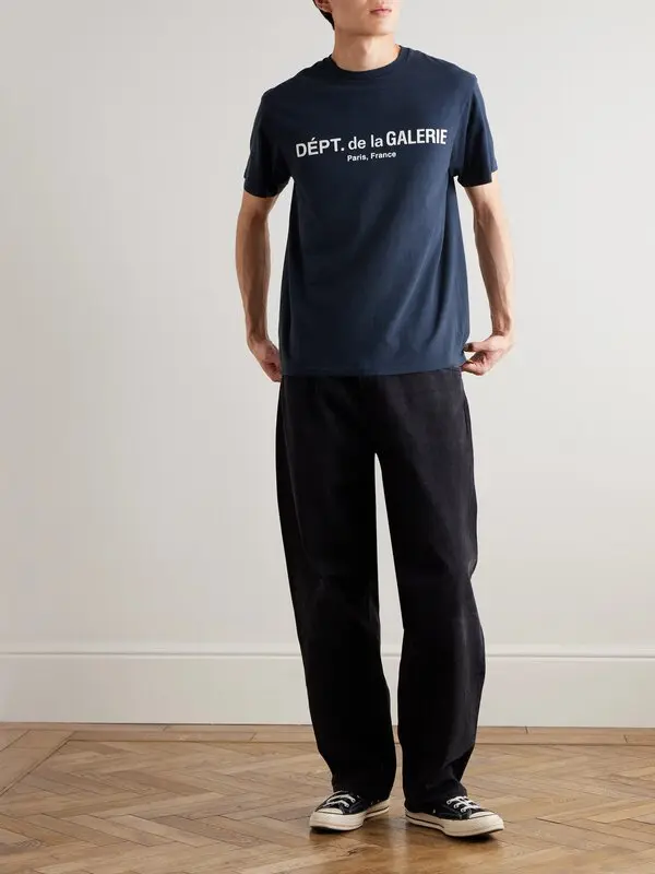 GALLERY DEPT. French Lux Logo-flocked Cotton-jersey T-shirt - Black