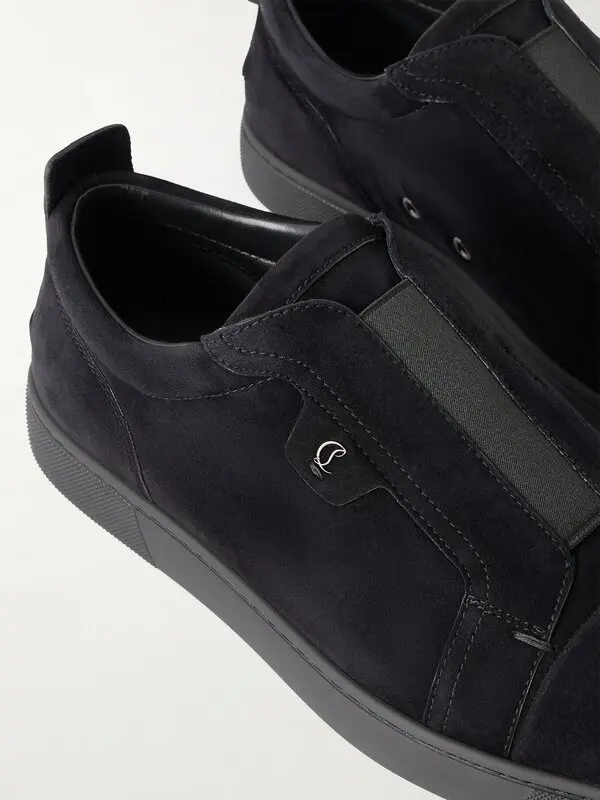 CHRISTIAN LOUBOUTIN St Louis Suede Slip-on Sneakers - Black