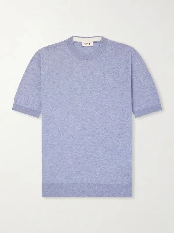 Altea Maglia Cotton And Cashmere-blend T-shirt - Blue