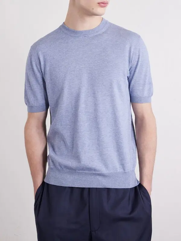Altea Maglia Cotton And Cashmere-blend T-shirt - Blue