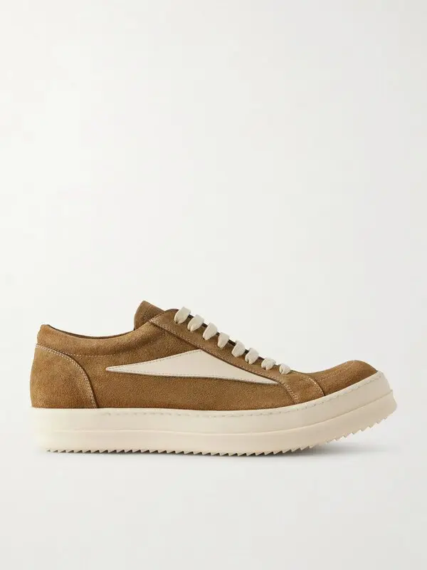 Rick Owens Vintage Full-grain Leather-trimmed Suede Sneakers - Brown