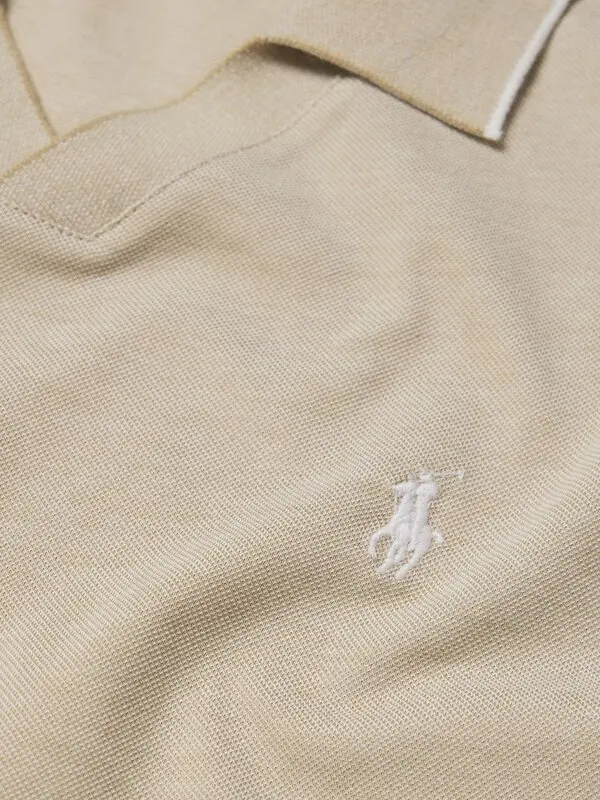 Polo Ralph Lauren Open-collar Logo-embroidered Cotton-blend Piqué Polo Shirt