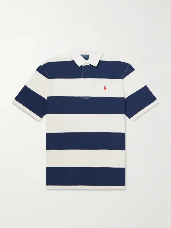 Polo Ralph Lauren Striped Cotton-jersey Polo Shirt - Blue