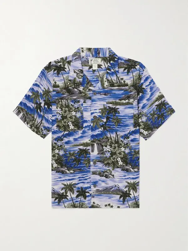 Ralph Lauren Camp-collar Floral-print Woven Shirt - Blue