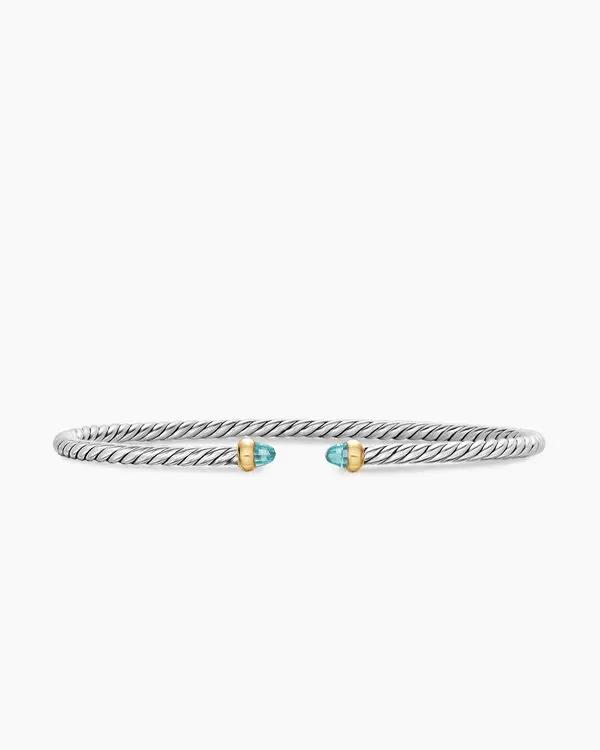 David Yurman Micro Cable Flex Bracelet - Aquamarine