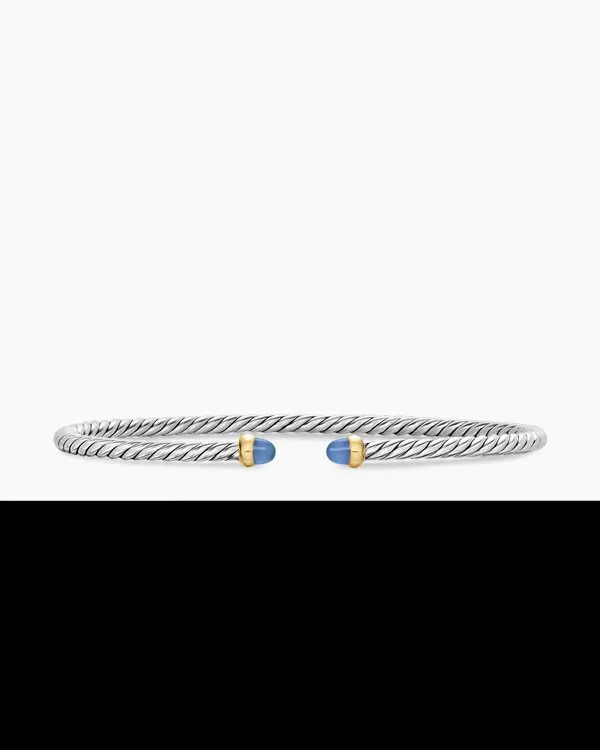 David Yurman Micro Cable Flex Bracelet - Light Blue Sapphire