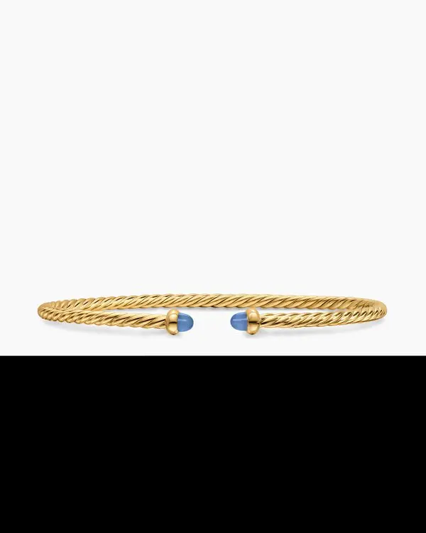 David Yurman 18k Yellow Gold Cablespira® Flex Bracelet With Rubies - Light Blue Sapphire