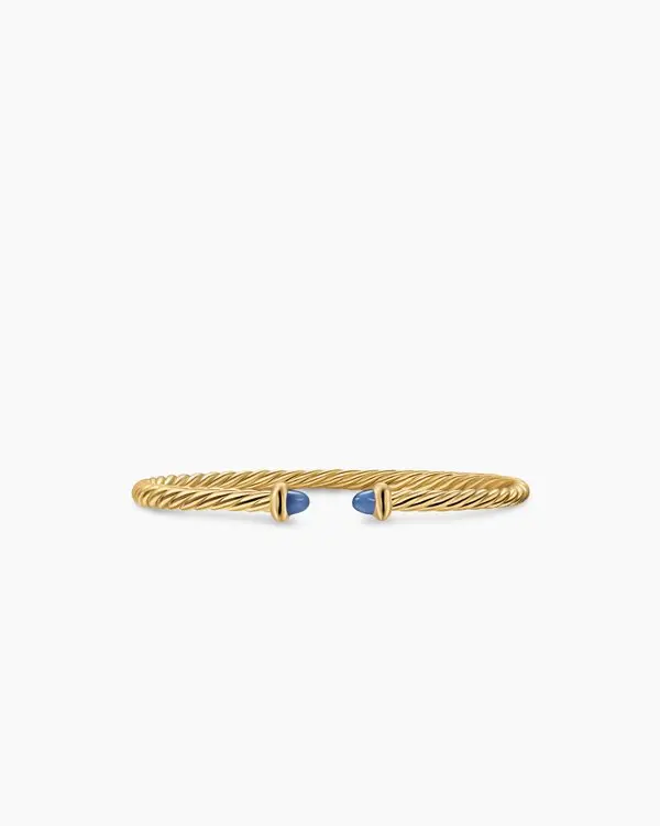 David Yurman 18k Yellow Gold Cablespira® Flex Teen Bracelet With Pearls - Light Blue Sapphire