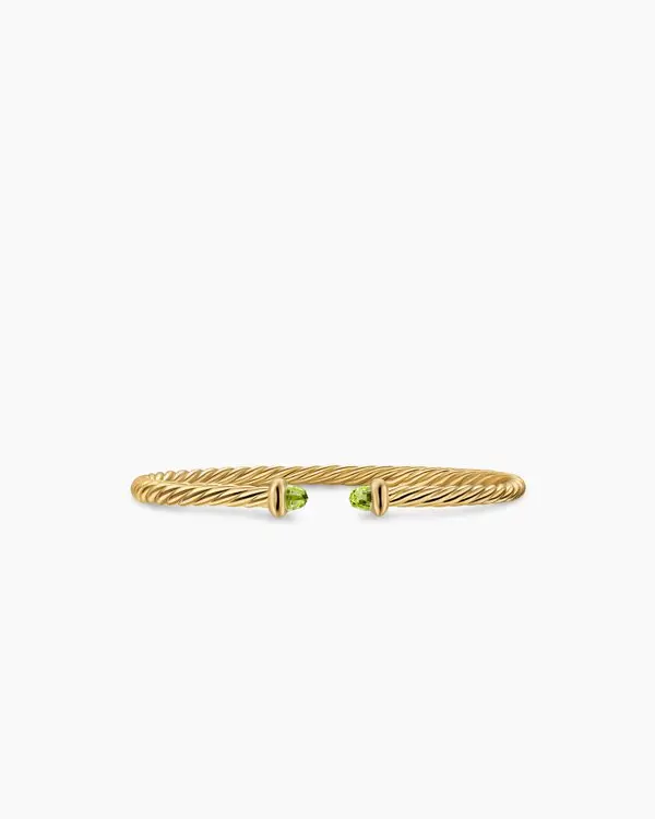 David Yurman 18k Yellow Gold Cablespira® Flex Teen Bracelet With Pearls - Peridot
