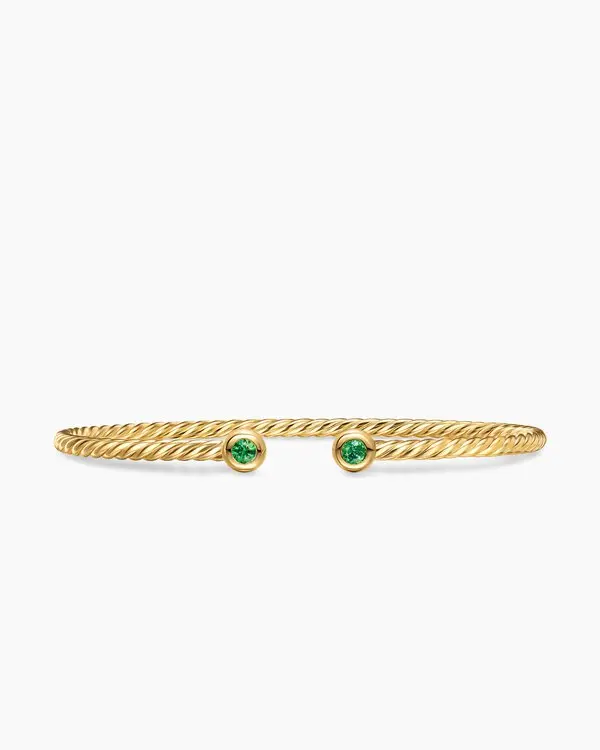 David Yurman 18k Yellow Gold Cablespira® Flex Bracelet With Rubies - Emerald
