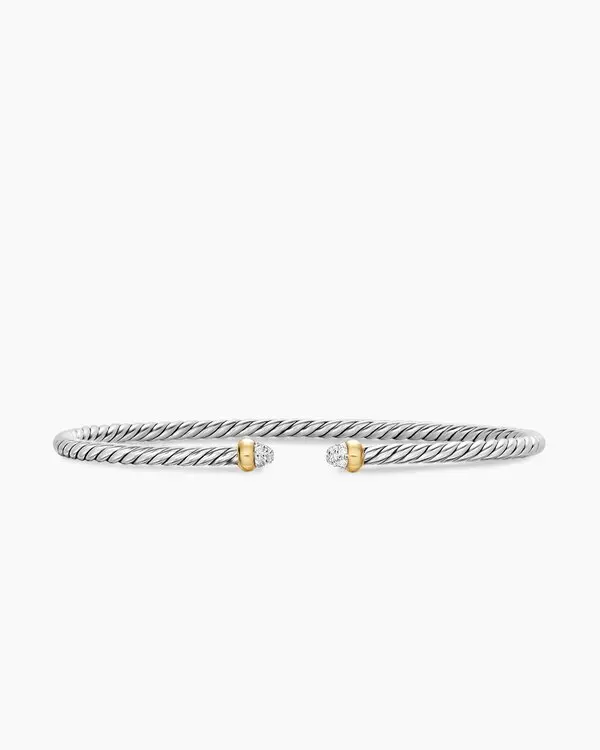 David Yurman Micro Cable Flex Bracelet With Diamonds - Diamond