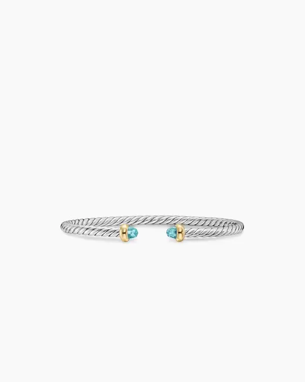 David Yurman Micro Cable Flex Bracelet - Aquamarine