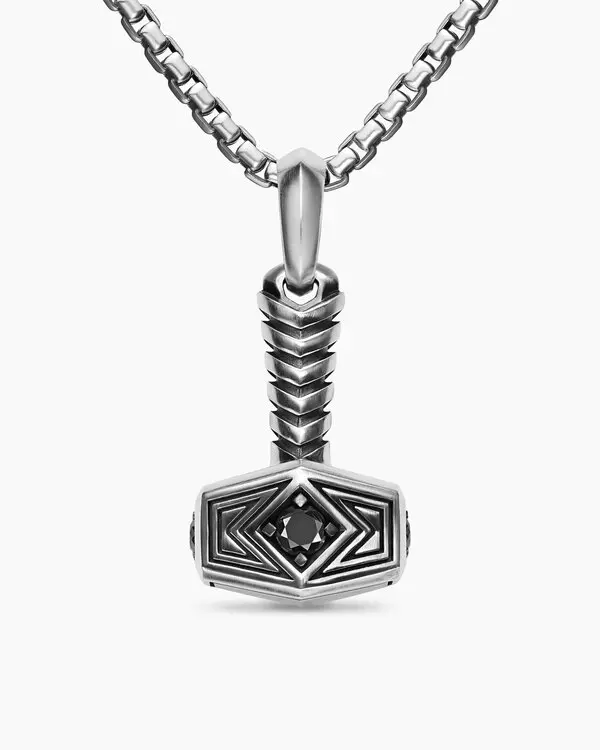 David Yurman Thor Hammer Amulet - Black Diamond