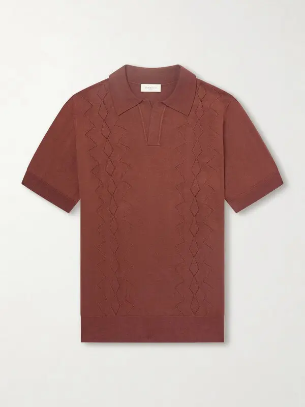 PIACENZA CASHMERE 1733 Silk And Cotton-blend Polo Shirt - Brown