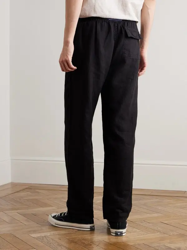 Vilebrequin Pacha Straight-leg Linen Drawstring Trousers - Black