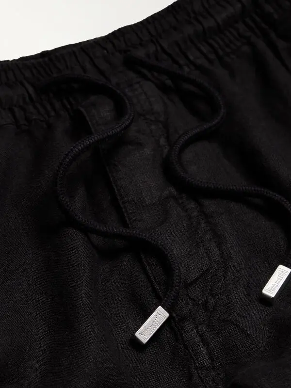 Vilebrequin Pacha Straight-leg Linen Drawstring Trousers - Black