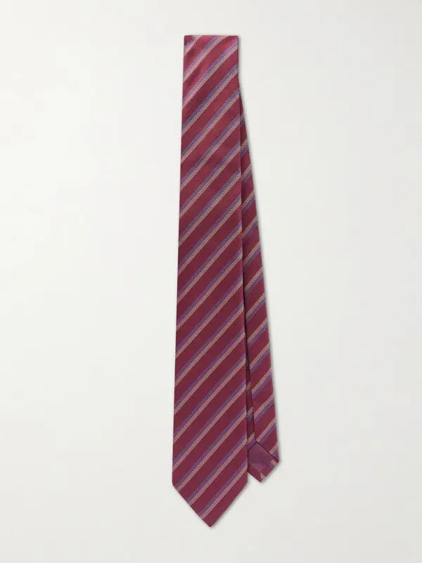 Charvet 8.5cm Striped Silk-jacquard Tie - Burgundy