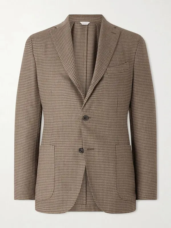 Boglioli Houndstooth Virgin Wool-blend Blazer - Brown