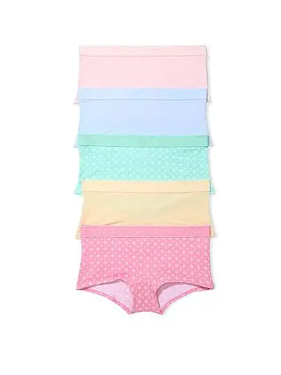 Victoria's Secret 5-pack Logo Cotton Boyshort Panties - Print