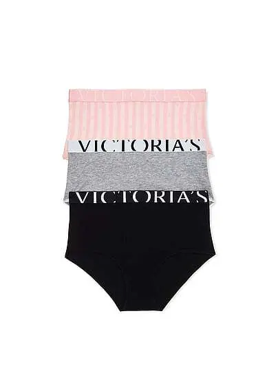 Victoria's Secret 3-pack Exploded Logo Cotton Modern Brief Panties - Print
