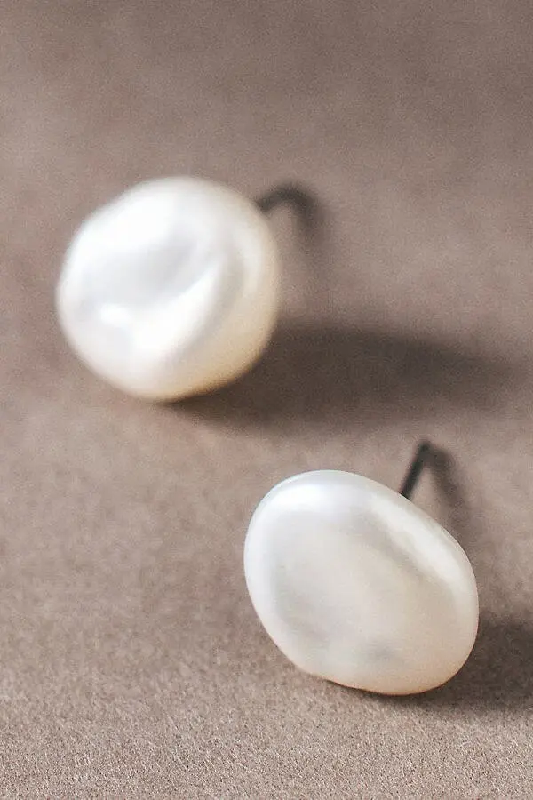 Nadri Madrid Freshwater Pearl Stud Earrgs - White