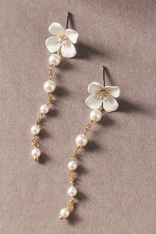Nadri Ajoa Daisy Freshwater Pearl Drop Earrings - Gold