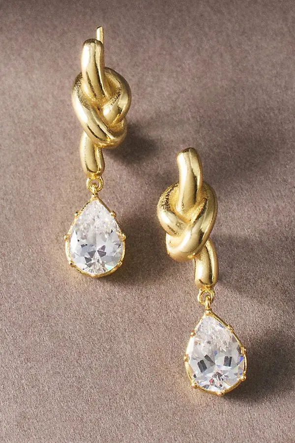 Shashi Knot Diamond Climber Earrings - Gold