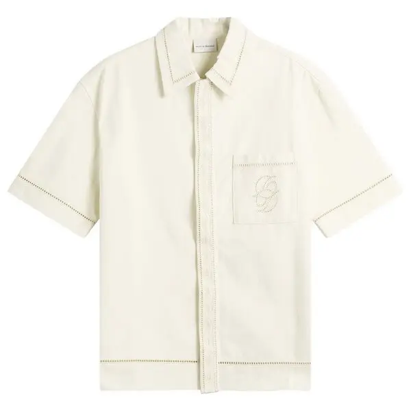 Drole De Monsieur Cotton Embroidered Shirt - Off White