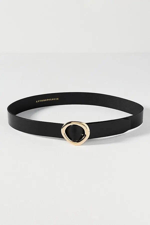 Anthropologie Bold Round Buckle Belt - Black