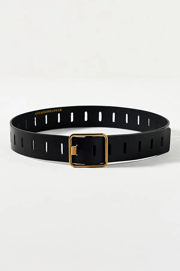 Anthropologie Notched Square Buckle Belt - Black