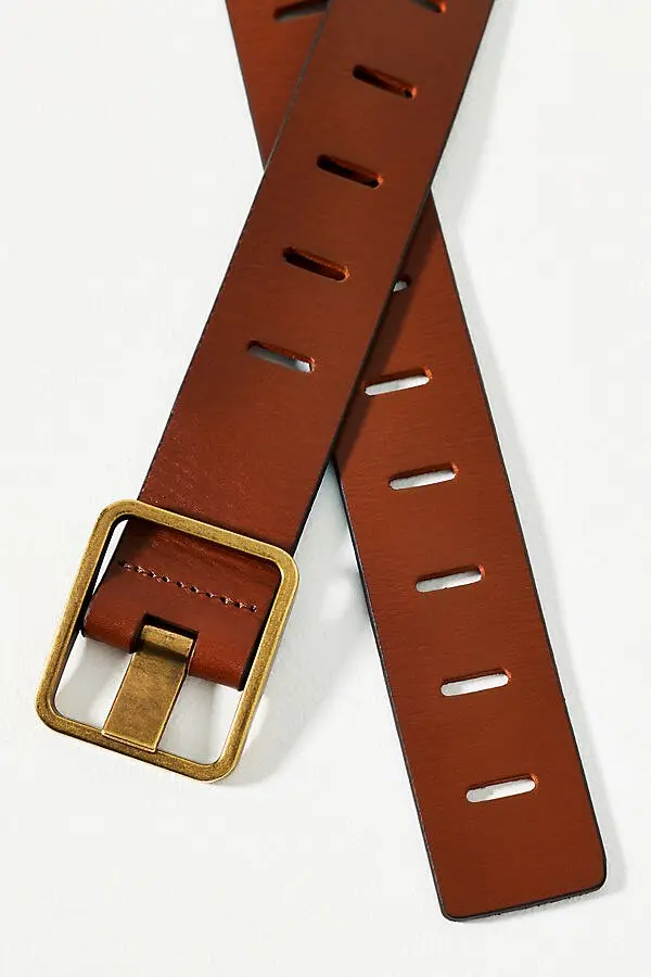 Anthropologie Notched Square Buckle Leather Belt