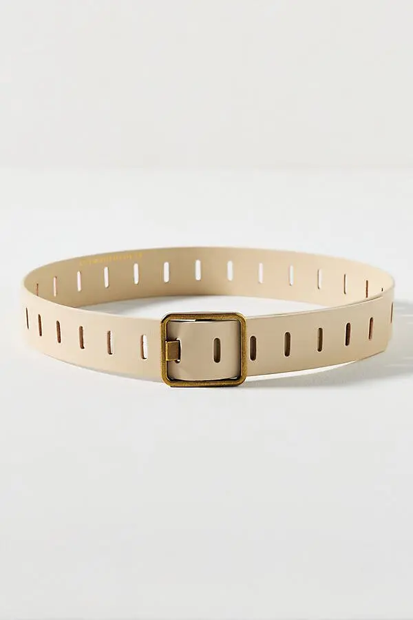Anthropologie Notched Square Buckle Belt - Cream