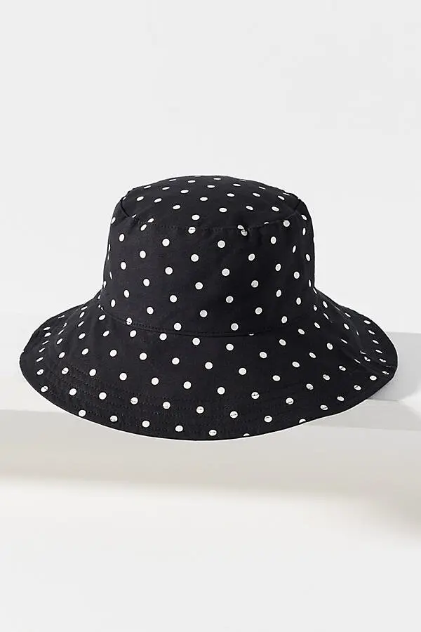 Anthropologie Polka Dot Bucket Hat - Black