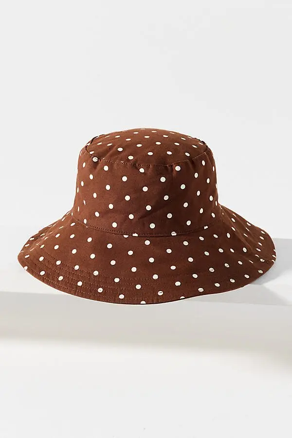Anthropologie Polka Dot Bucket Hat - Brown