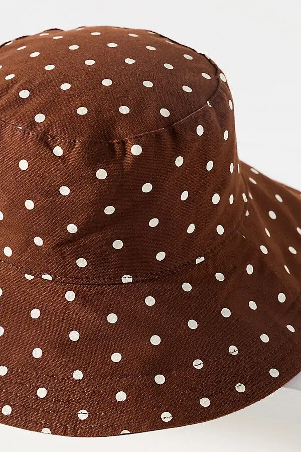 Anthropologie Polka Dot Bucket Hat - Brown