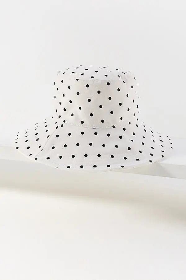 Anthropologie Polka Dot Bucket Hat - Cream