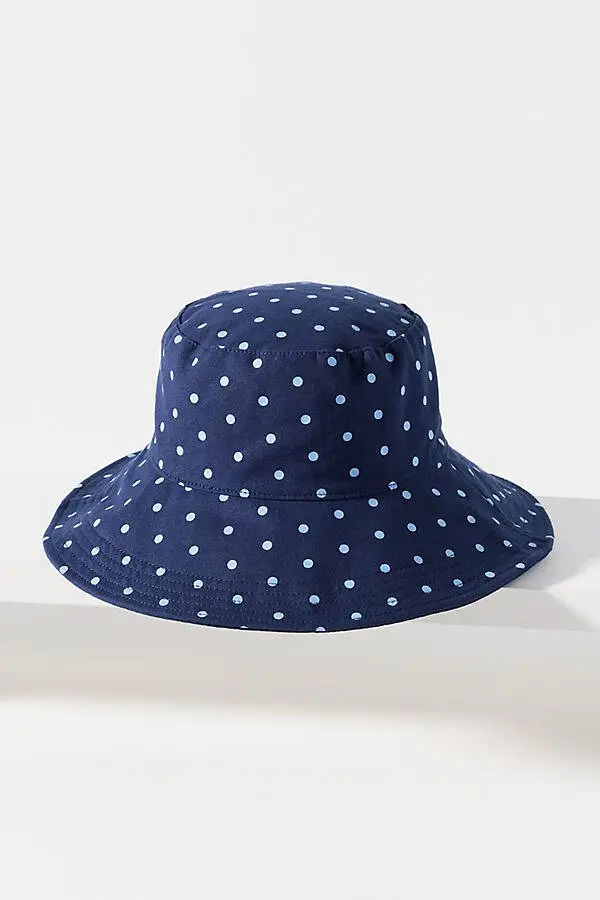 Anthropologie Polka Dot Bucket Hat - Navy