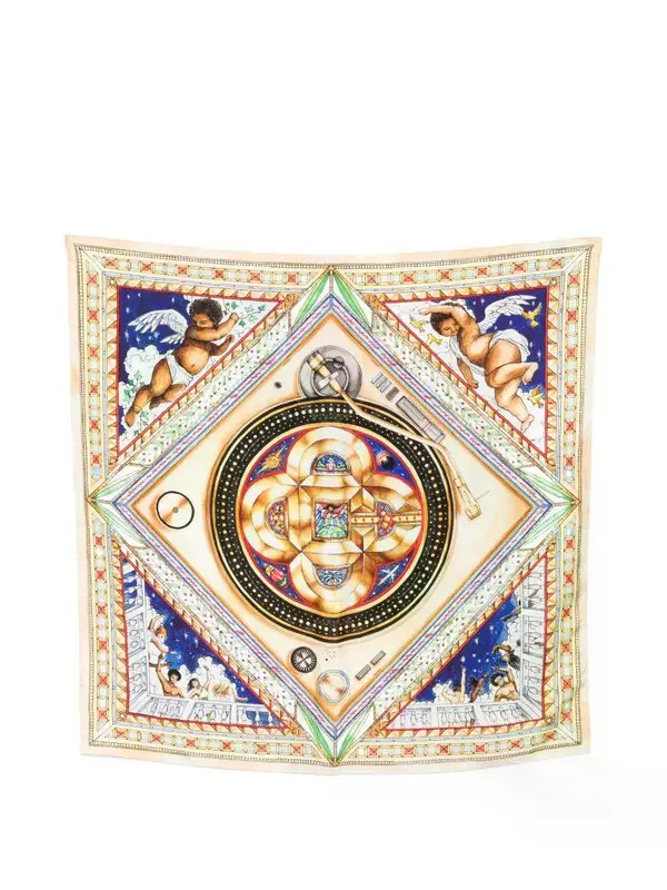 Casablanca Le Labyrinthe Cherub Patterned Scarf - Neutrals
