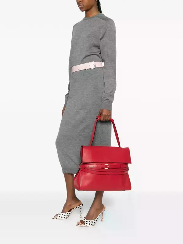 Moschino Buckle Strap Leather Tote Bag