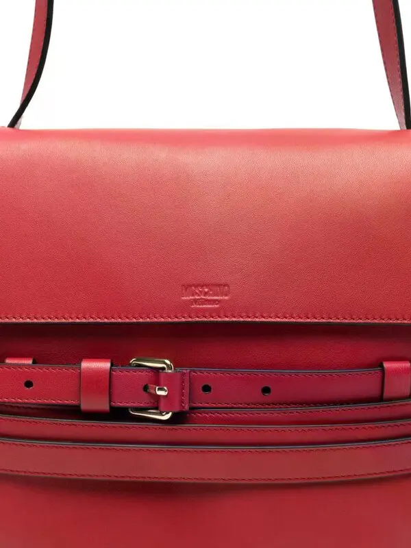 Moschino Buckle Strap Leather Tote Bag
