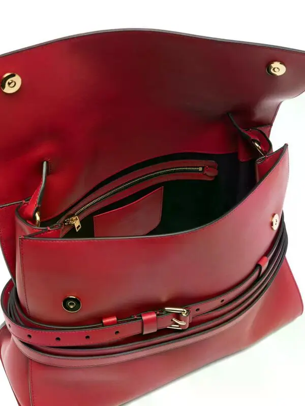 Moschino Buckle Strap Leather Tote Bag