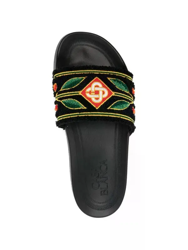 Casablanca Floral Slides - Black