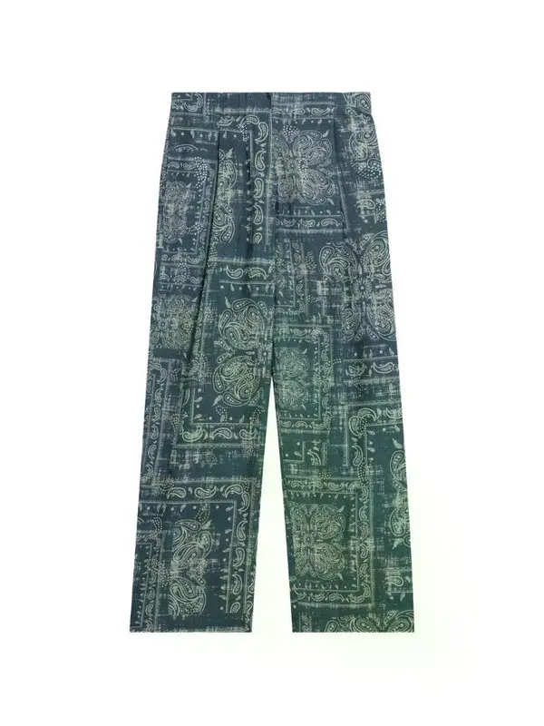 A PAPER KID Popeline Paisley Trousers - Blue