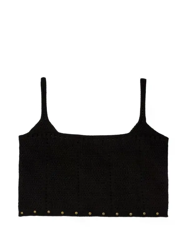 A PAPER KID Studded Knitted Top - Black