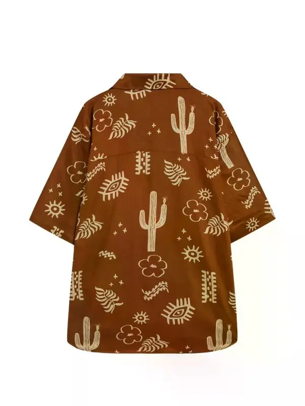A PAPER KID Cactus Pattern Shirt - Brown